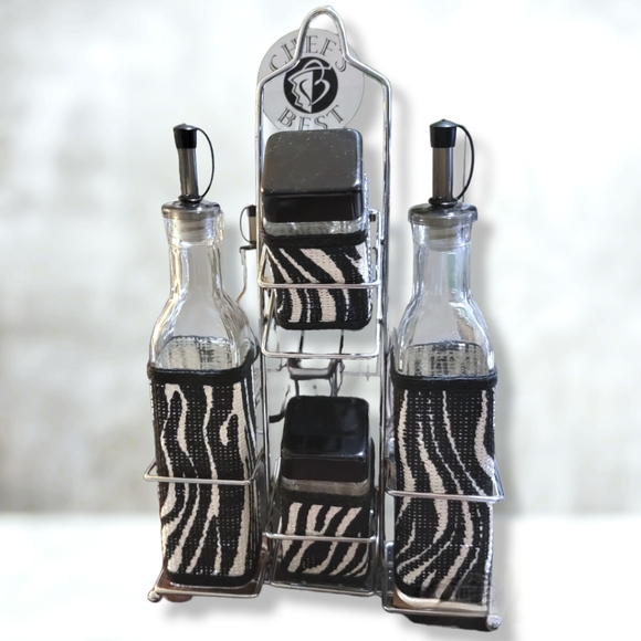 Chef's Best | Kitchen | Chefs Best 5pc Zebra Cruetcaddy Set Saltpepper ...